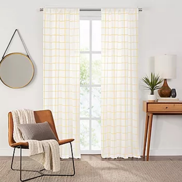 Fieldcrest | Accents | 4 Panels Fieldcrest Arden Windowpane Cotton ...